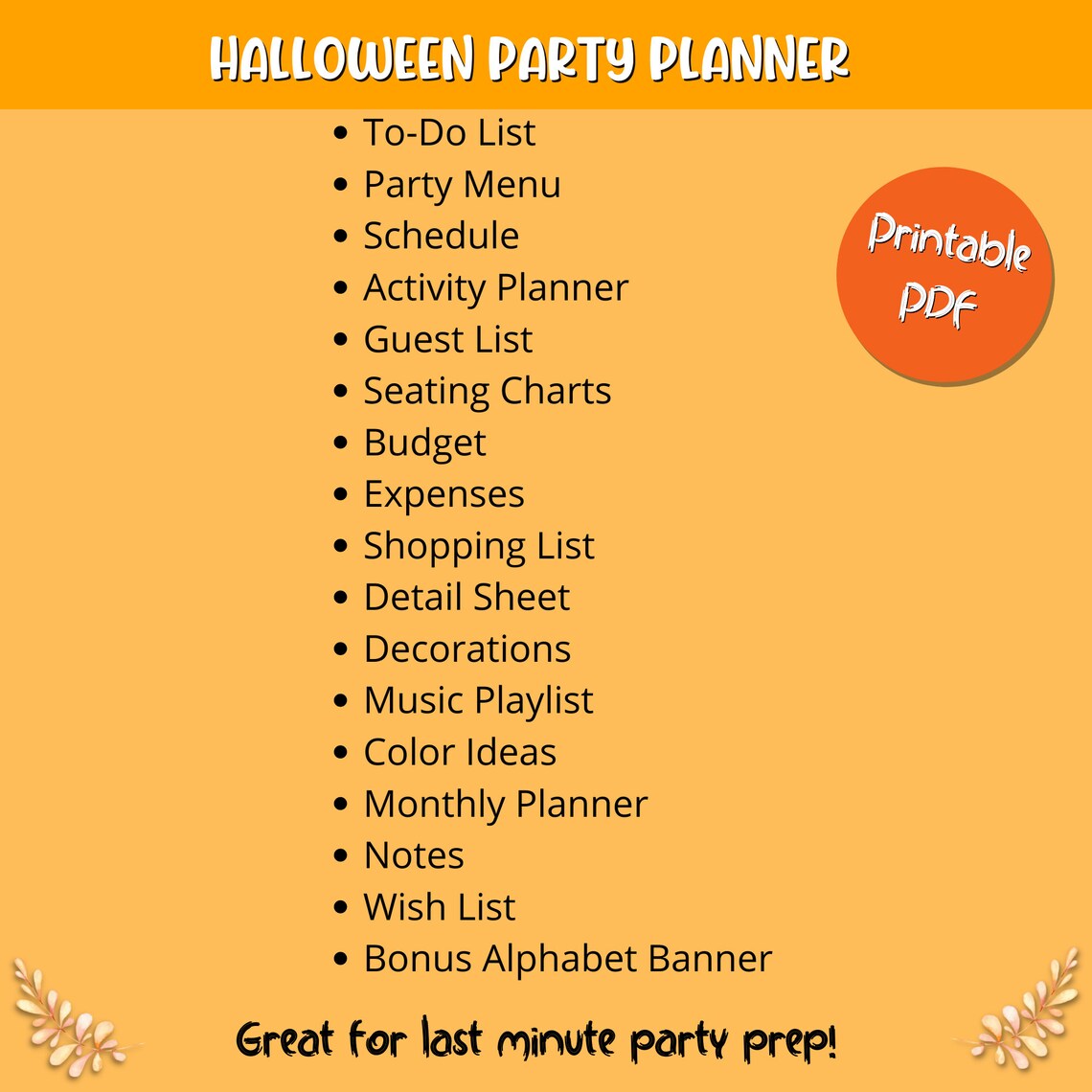 Halloween Party Planner, Printable Party Planner, Halloween Schedule ...