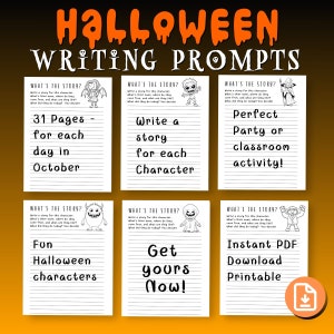 Halloween Writing Prompts for Kids Printable Halloween - Etsy