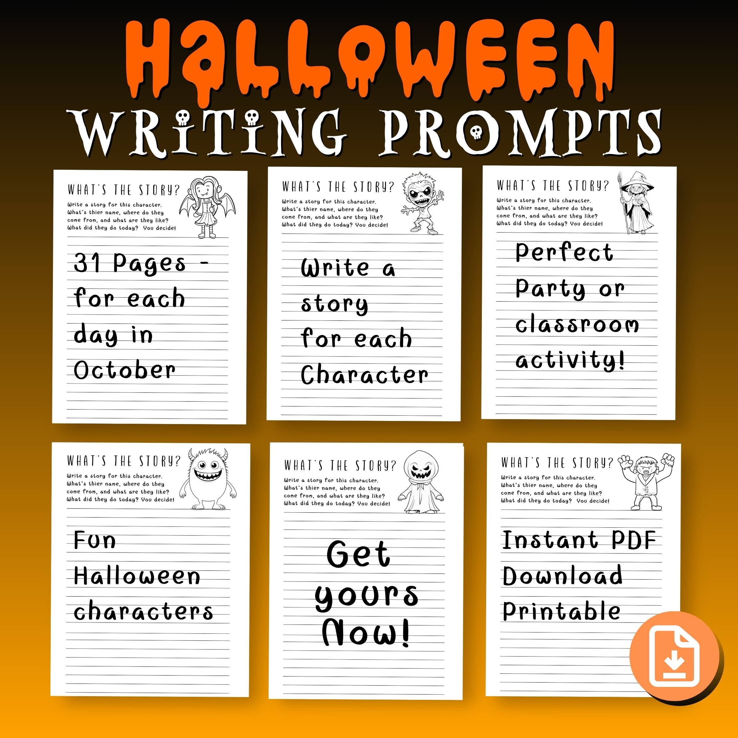 Halloween Writing Prompts for Kids, Printable Halloween Activities ...