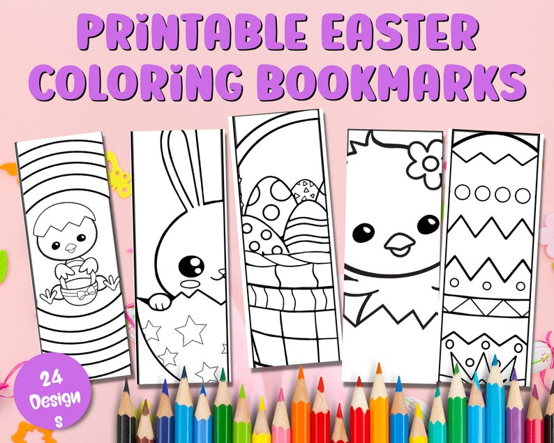 Easter Bookmark Printable, Easter Coloring Bookmarks, Printable ...