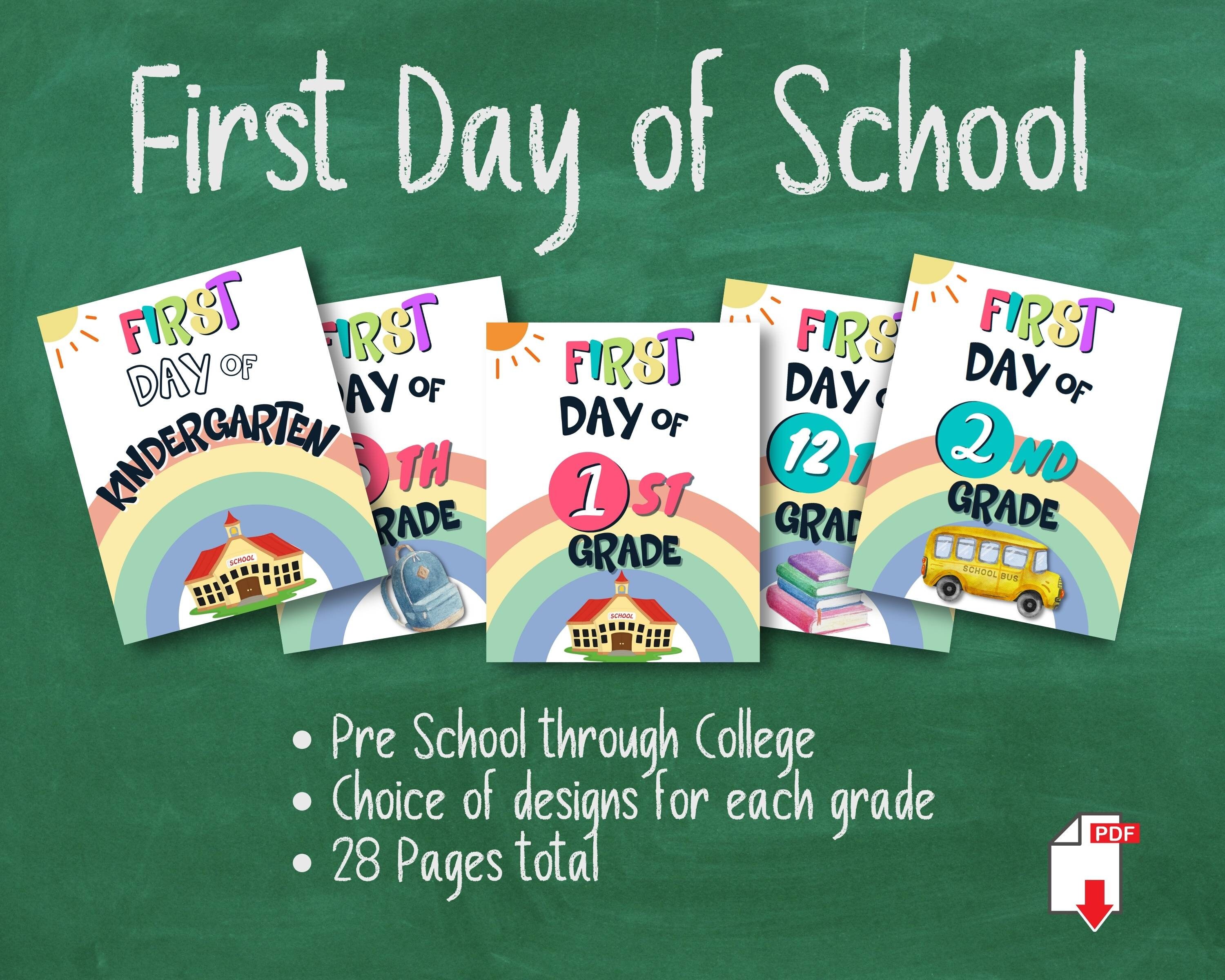 First Day of School Printable Sign, Back to School Printable, First Day ...