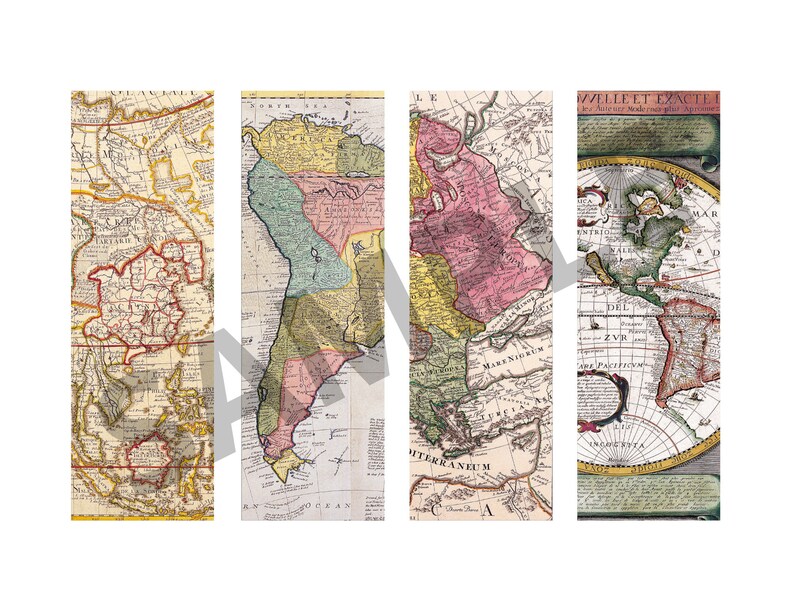 Vintage Maps Printables, Printable Bookmark, Old World Map Print ...