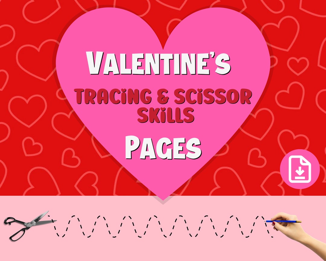 Valentines Day Scissor Skills Printable, Valentine Printable for Kids ...