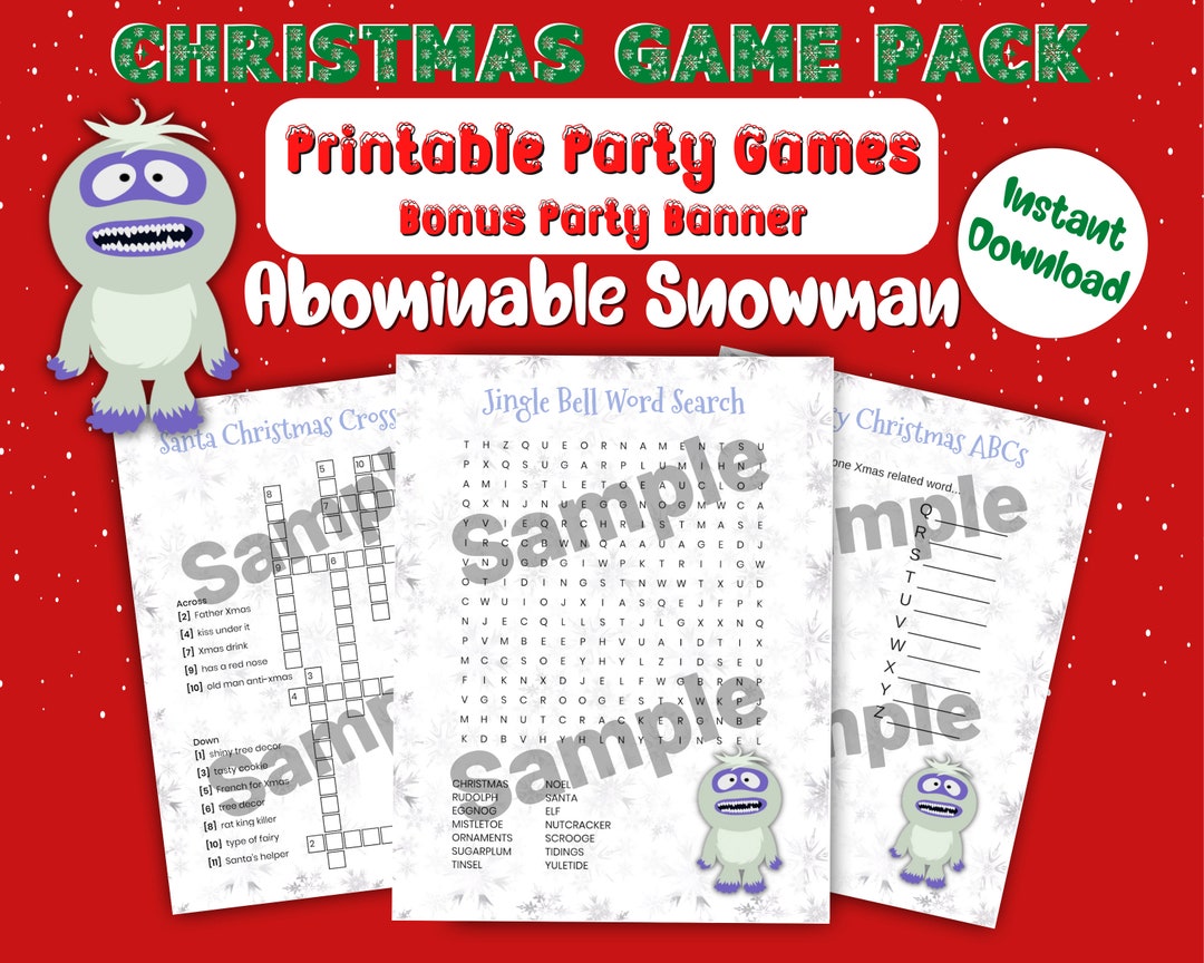 Abominable Snowman Printable Games, Christmas Activities for Kids, Cute ...