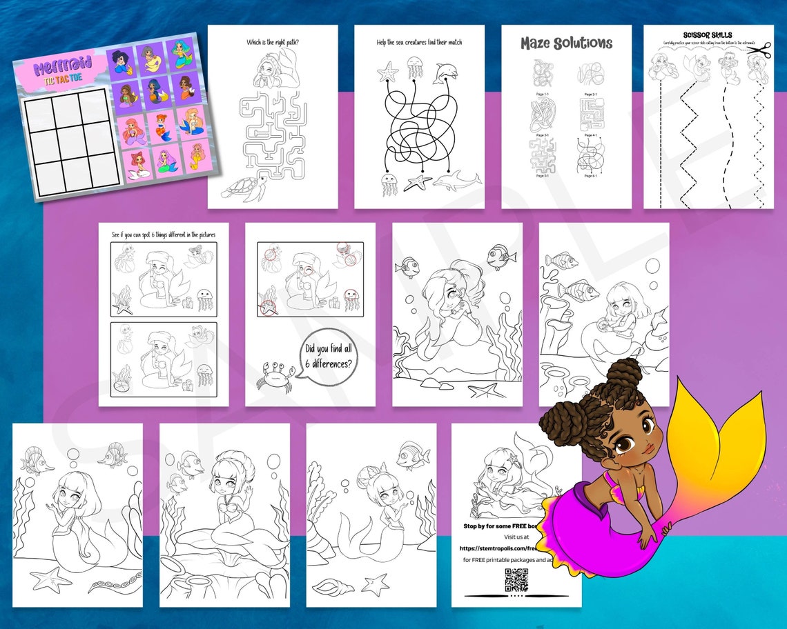 Mermaid Printable Activities for Kids, Mermaid Activity Sheet, Mermaid ...