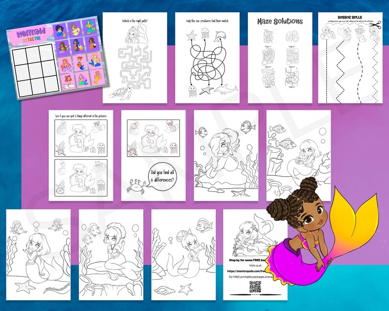 Mermaid Printable Activities for Kids, Mermaid Activity Sheet, Mermaid ...