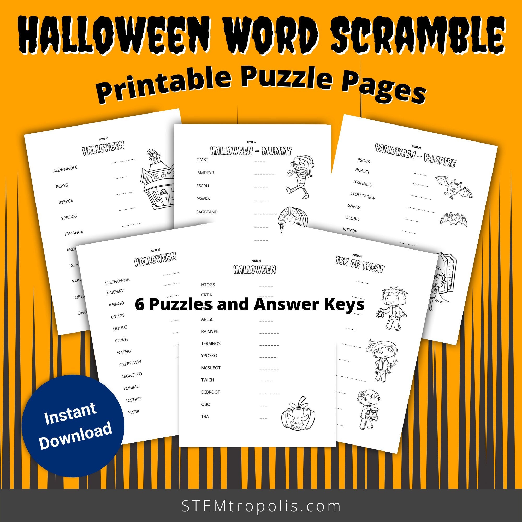 Word Scramble Puzzle for Kids Halloween Party Games Puzzles - Etsy
