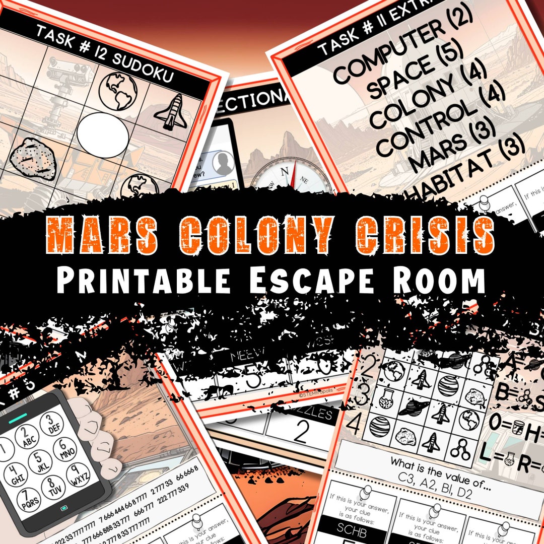 Printable Escape Room, Space Escape Room, Mars Puzzle, Puzzles for Kids ...