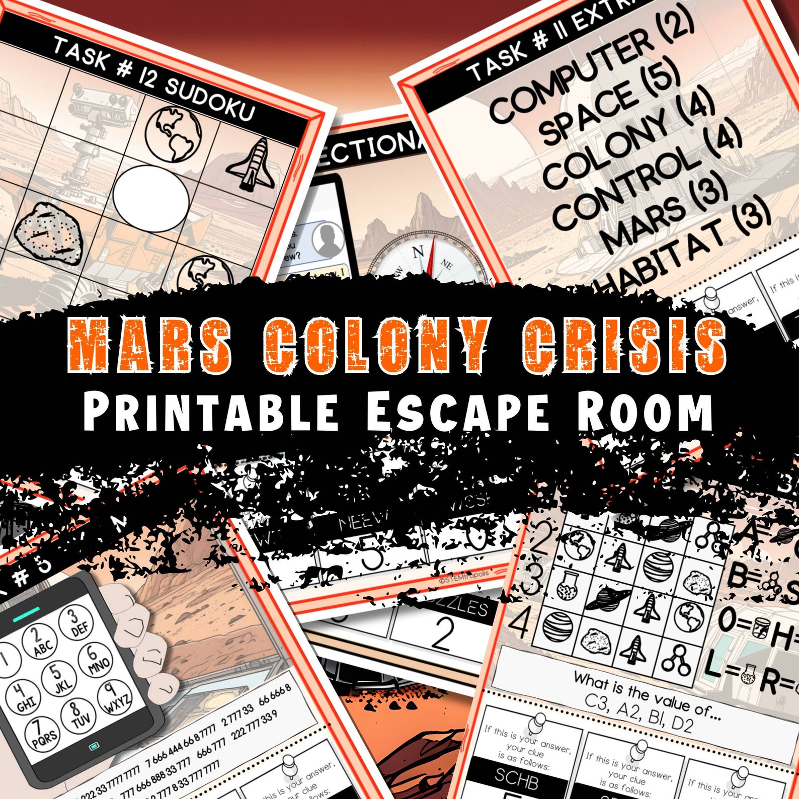 Printable Escape Room, Space Escape Room, Mars Puzzle, Puzzles for Kids ...