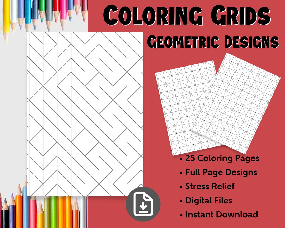 Coloring Grids, Geometric Coloring Pages, Shapes to Color, Abstract ...