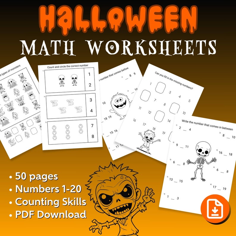 Halloween Math Worksheets for Kids, Printable Halloween Activities ...