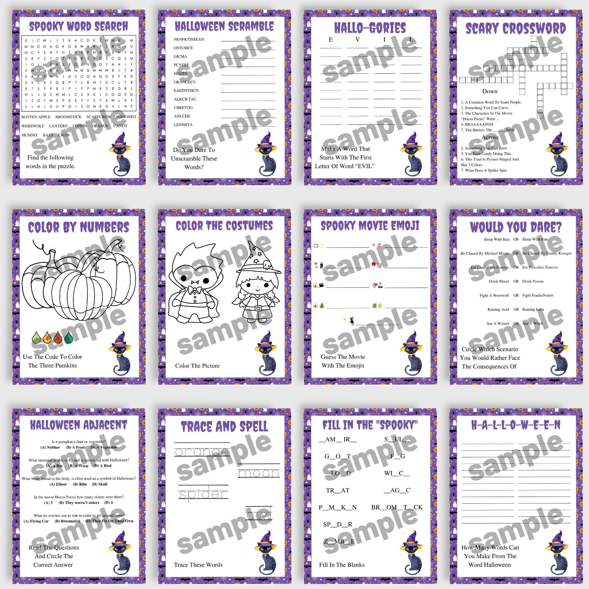 Halloween Printable Games, Black Cat, Printable Party Banner ...