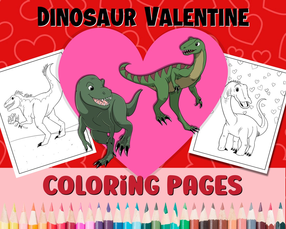 Dinosaur Valentines Coloring Pages, Valentine Coloring Sheets for Kids ...