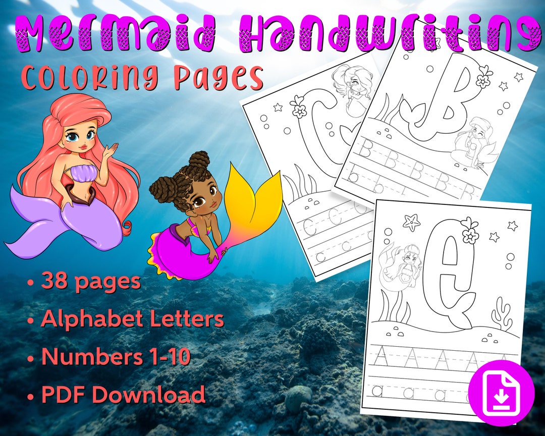 Mermaid Printable Handwriting Worksheets, Mermaid Coloring Pages ...