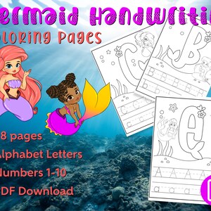 Mermaid Printable Handwriting Worksheets, Mermaid Coloring Pages ...