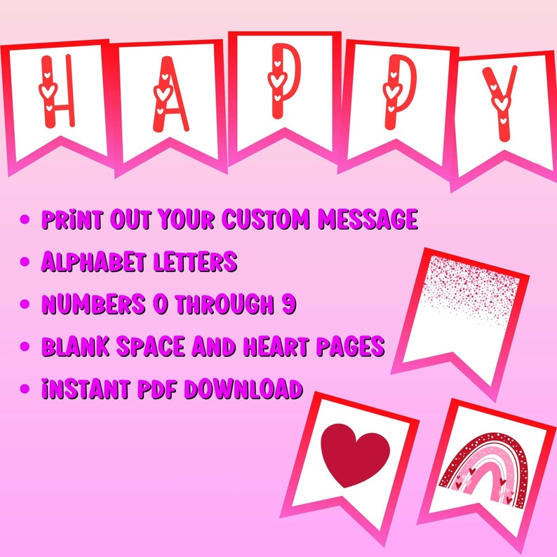Hearts Alphabet Letters Printable, Printable Alphabet Banner Letters ...