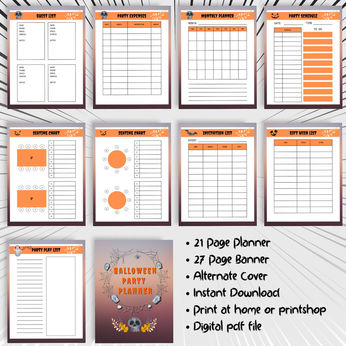 Halloween Party Planner, Printable Party Planner, Halloween Schedule ...