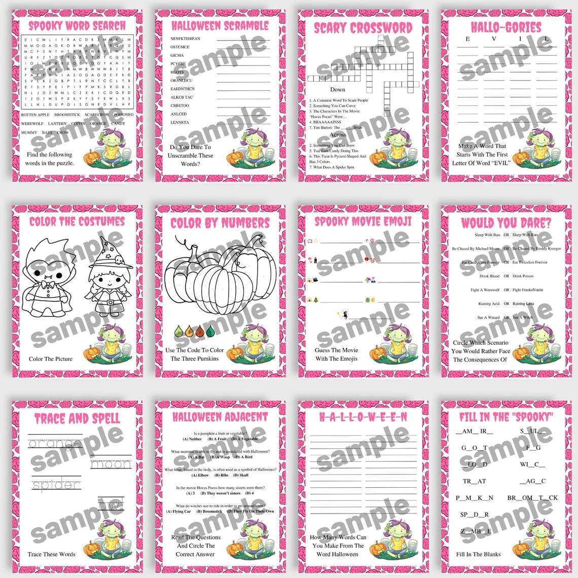 Halloween Printable Games, Zombie Girl, Printable Party Banner ...