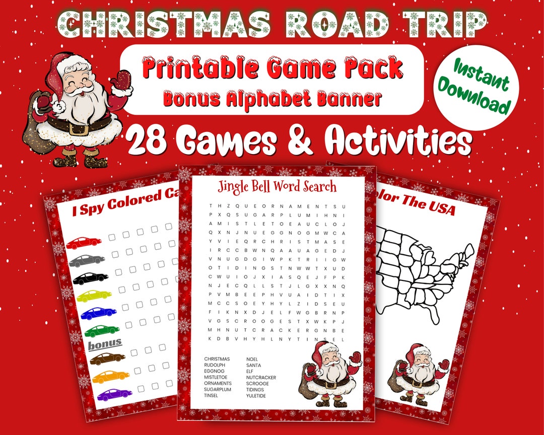 Christmas Printable Road Trip Games, Christmas Activities for Kids ...