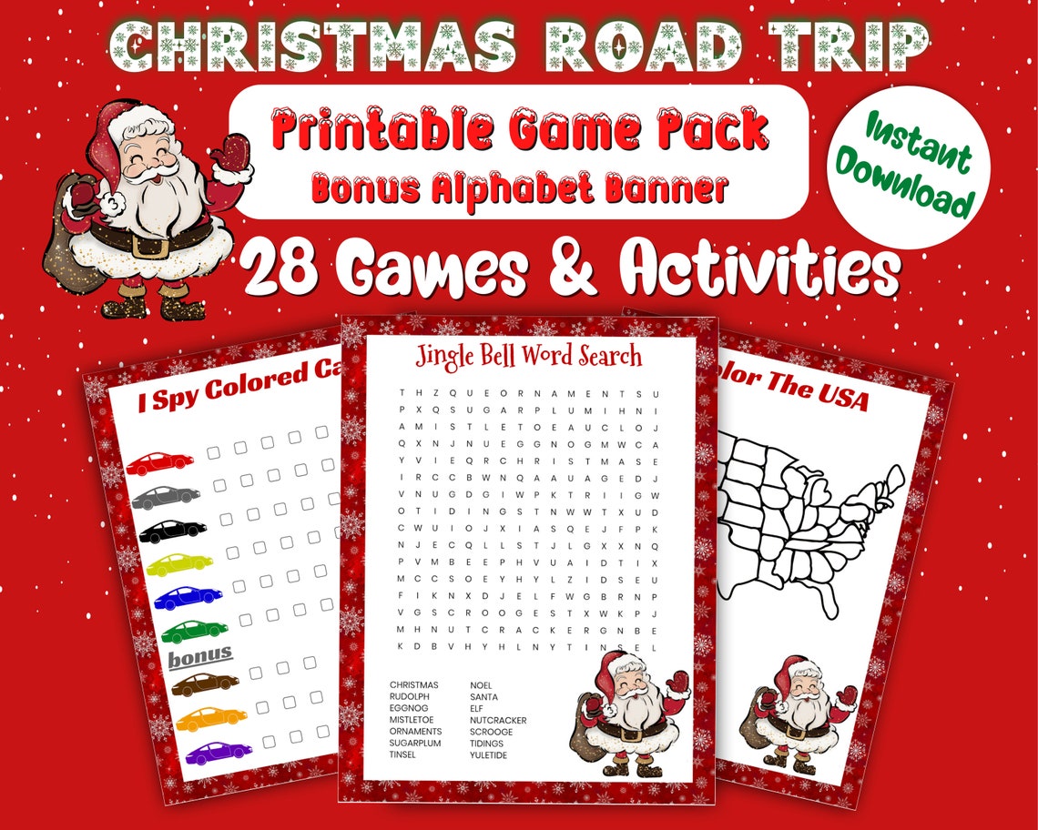 Christmas Printable Road Trip Games, Christmas Activities for Kids ...