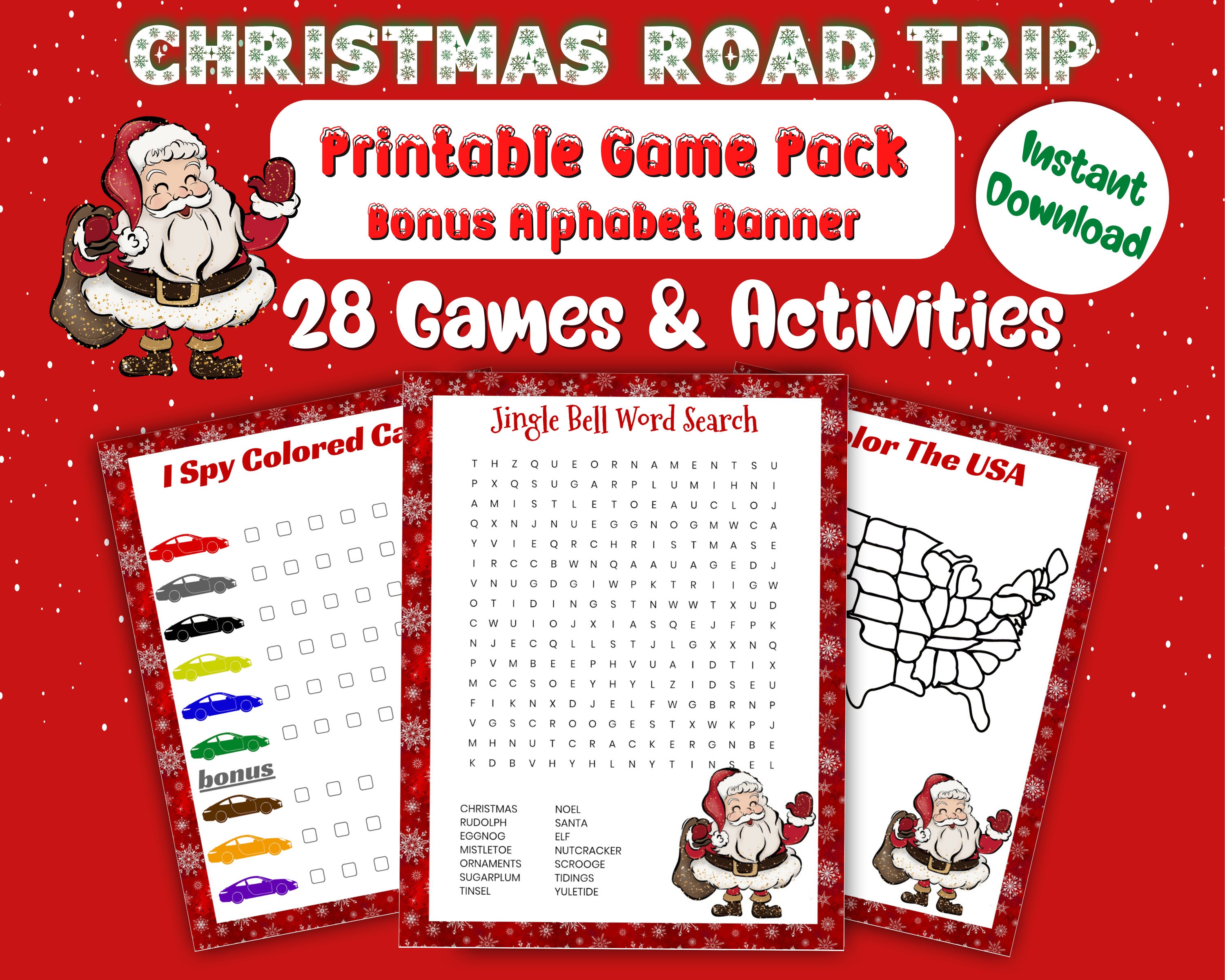 Christmas Printable Road Trip Games, Christmas Activities for Kids ...