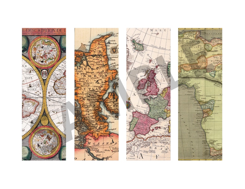 Vintage Maps Printables, Printable Bookmark, Old World Map Print ...