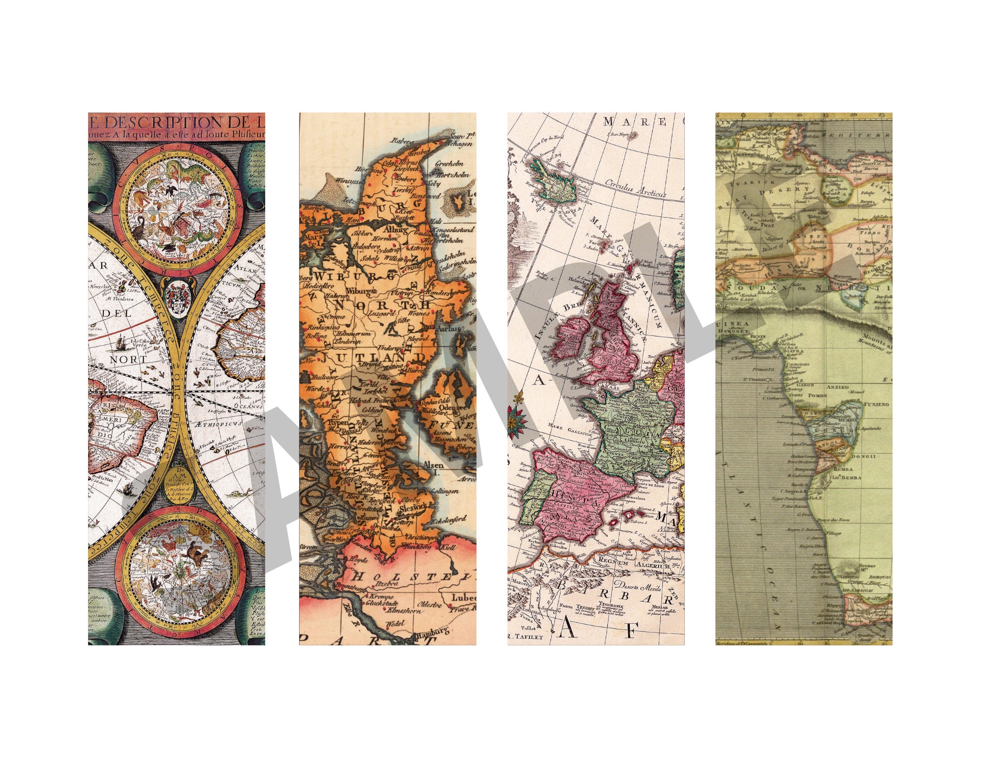 Vintage Maps Printables, Printable Bookmark, Old World Map Print ...