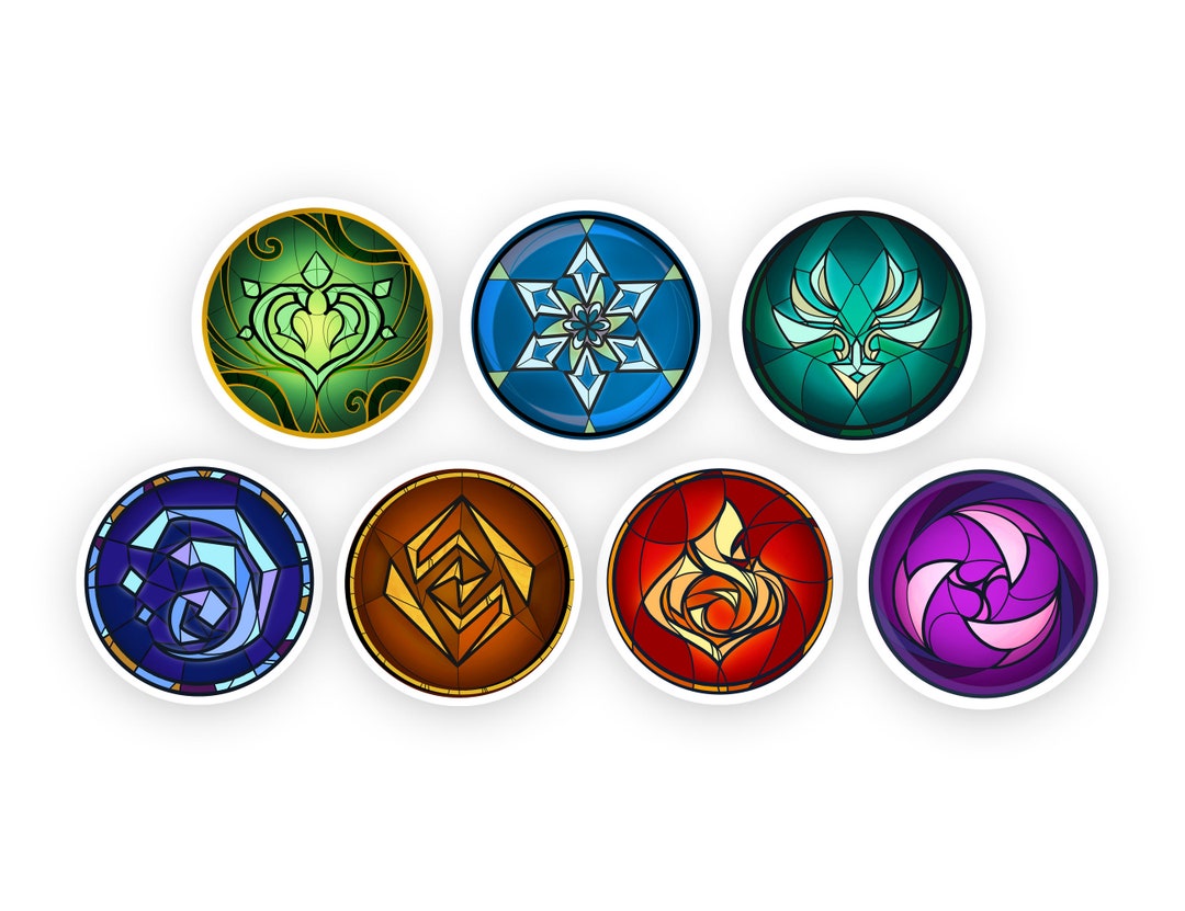 Stained Glass Genshin Inspired Vision Sticker Set 2 Glossy Stickers ...