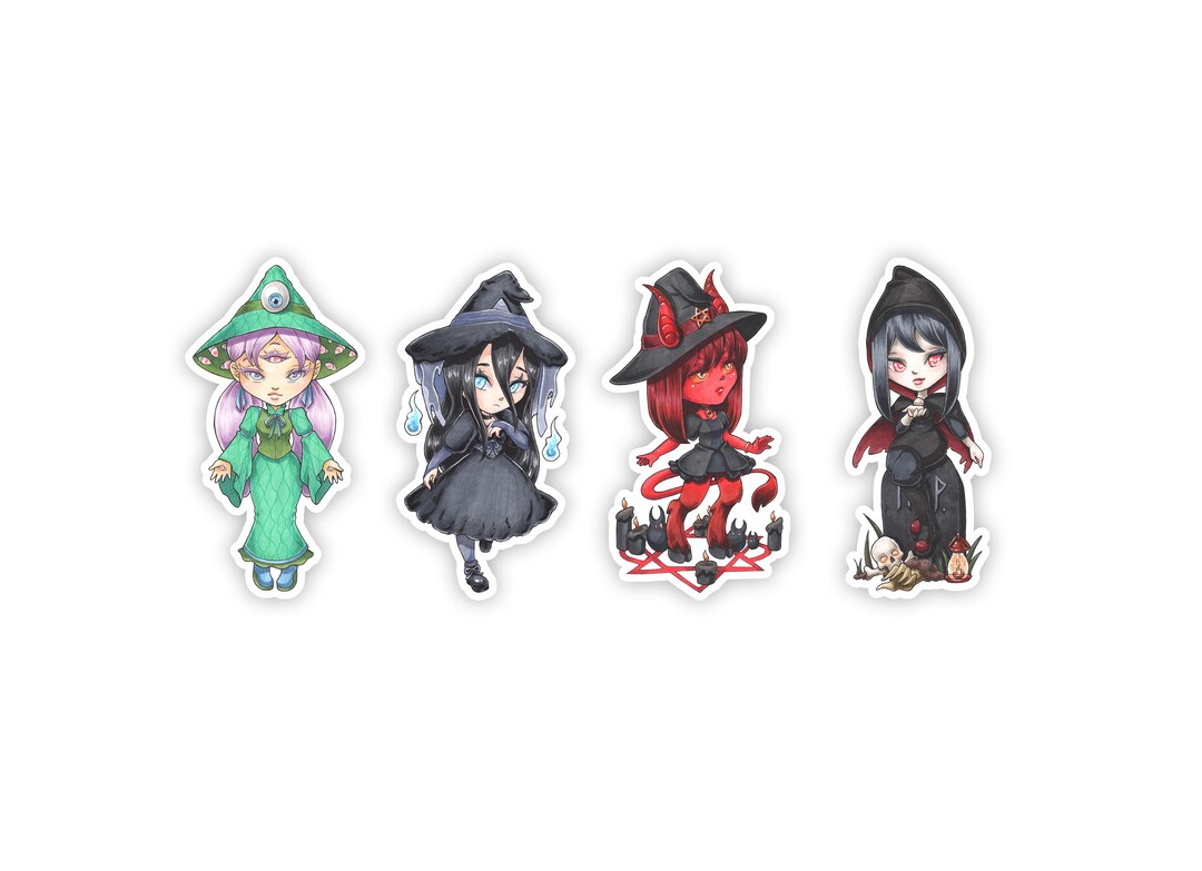 Witch Sticker Set Series 6 Occult Witches Chibi Set Eye Witch, Ghost ...