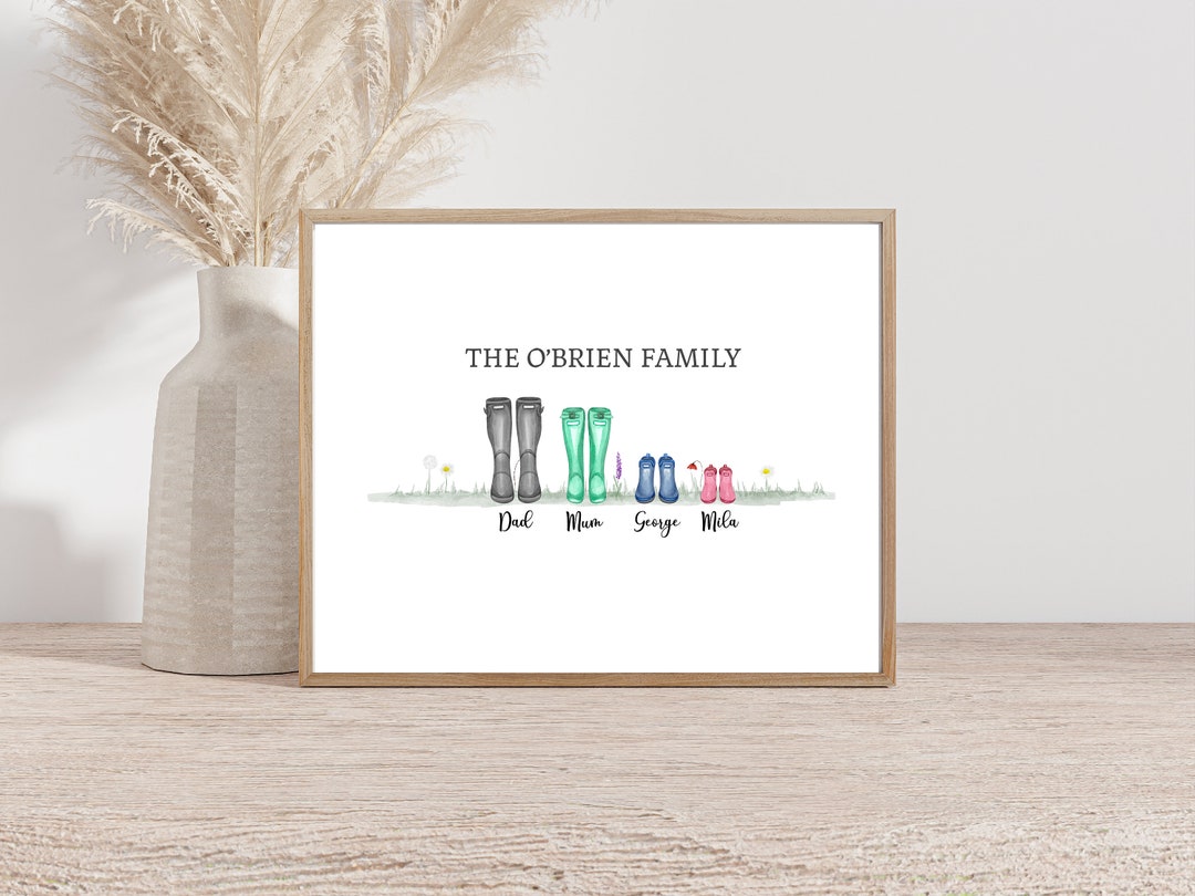 Personalised Family Wellie Print, Wall Print, Family Print - Etsy