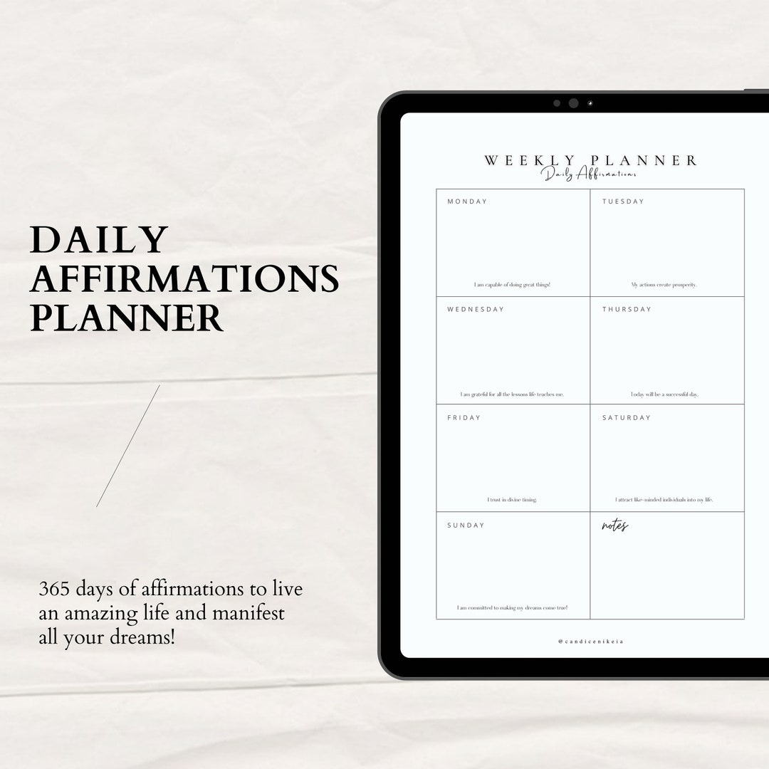 365 Daily Affirmations | 52 Weekly Planner | Printable | Organizer ...