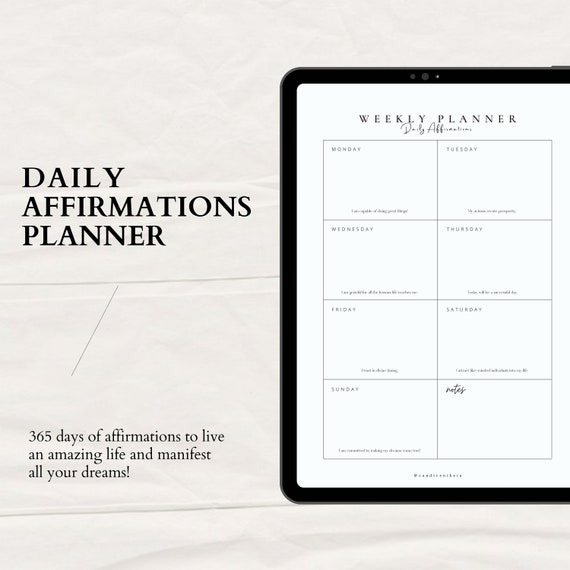 365 Daily Affirmations 52 Weekly Planner Printable - Etsy