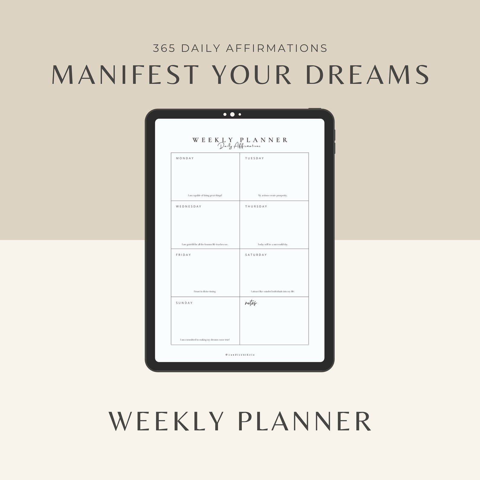 365 Daily Affirmations | 52 Weekly Planner | Printable | Organizer ...