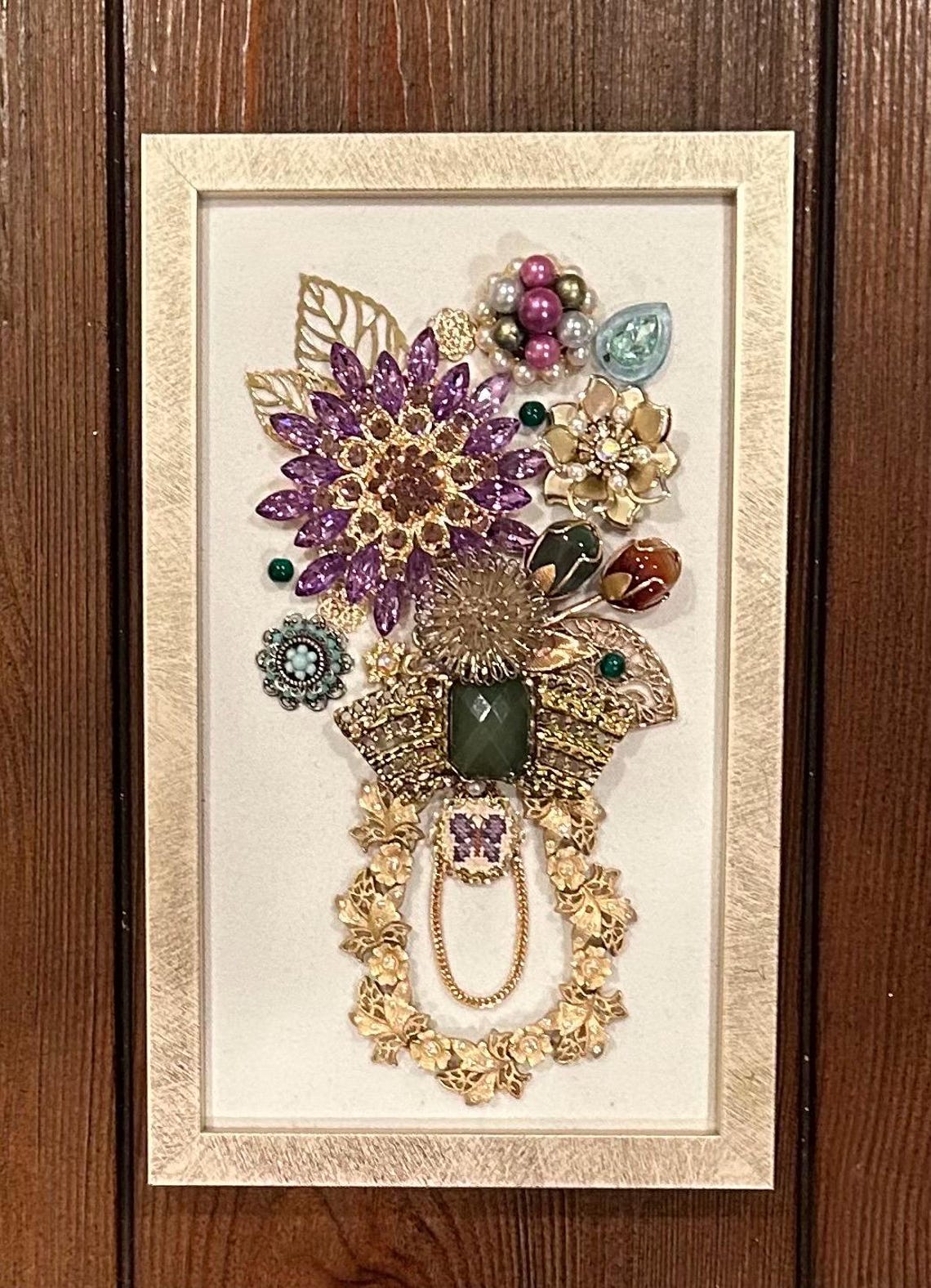 4.5”x8.5” Handmade Framed Vintage Jewelry Art Flowers - Etsy