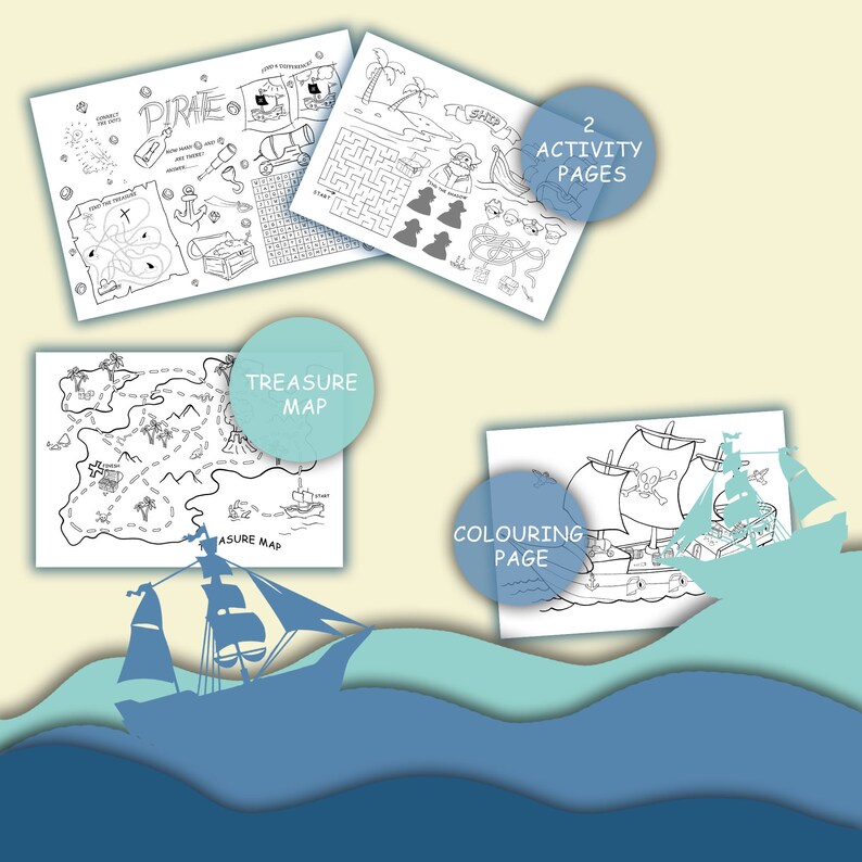 Pirate Colouring & Activity Pages I Spy Find Differences - Etsy