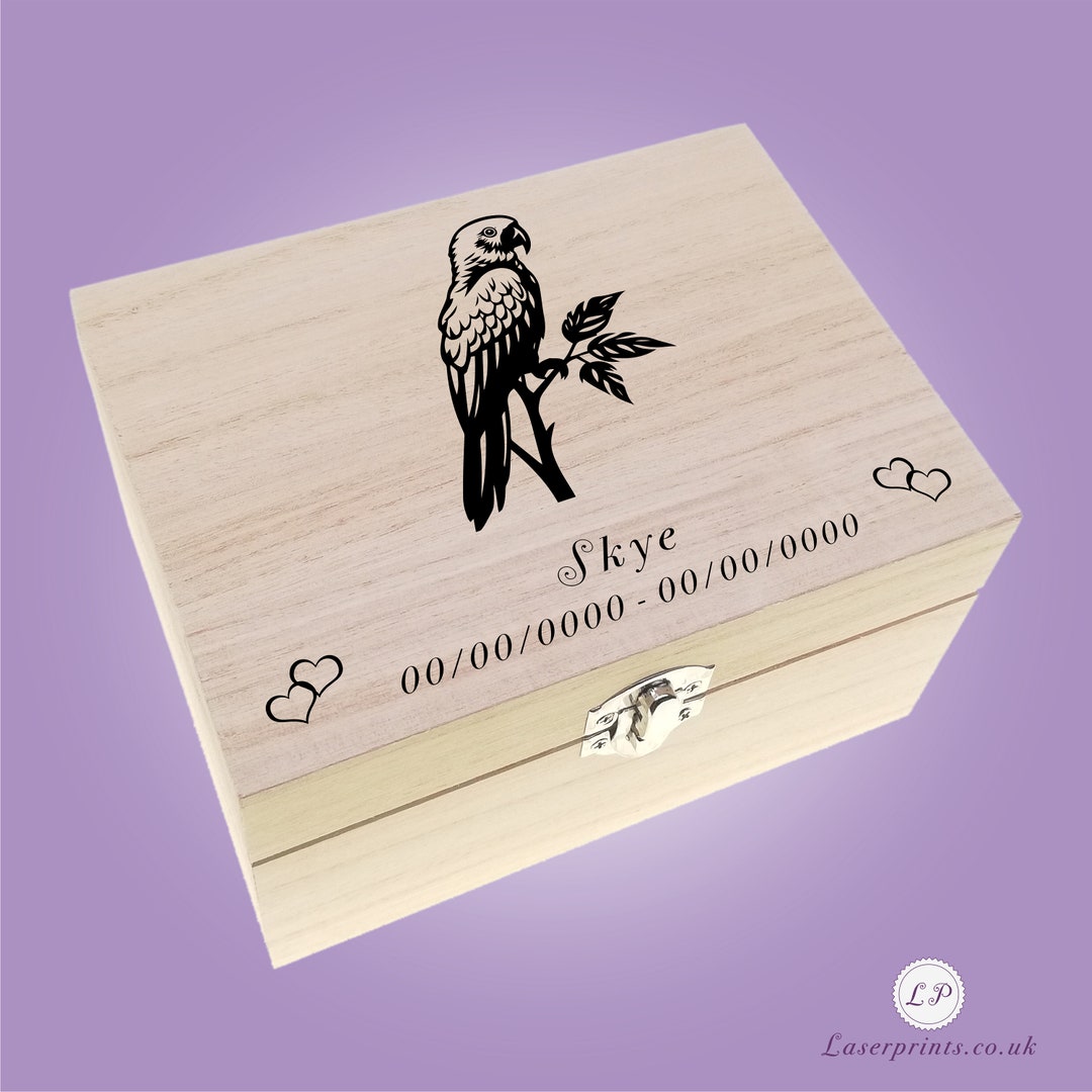 Personalised Pet Parrot Bird Memorial Memory Keepsake Ashes Box ...