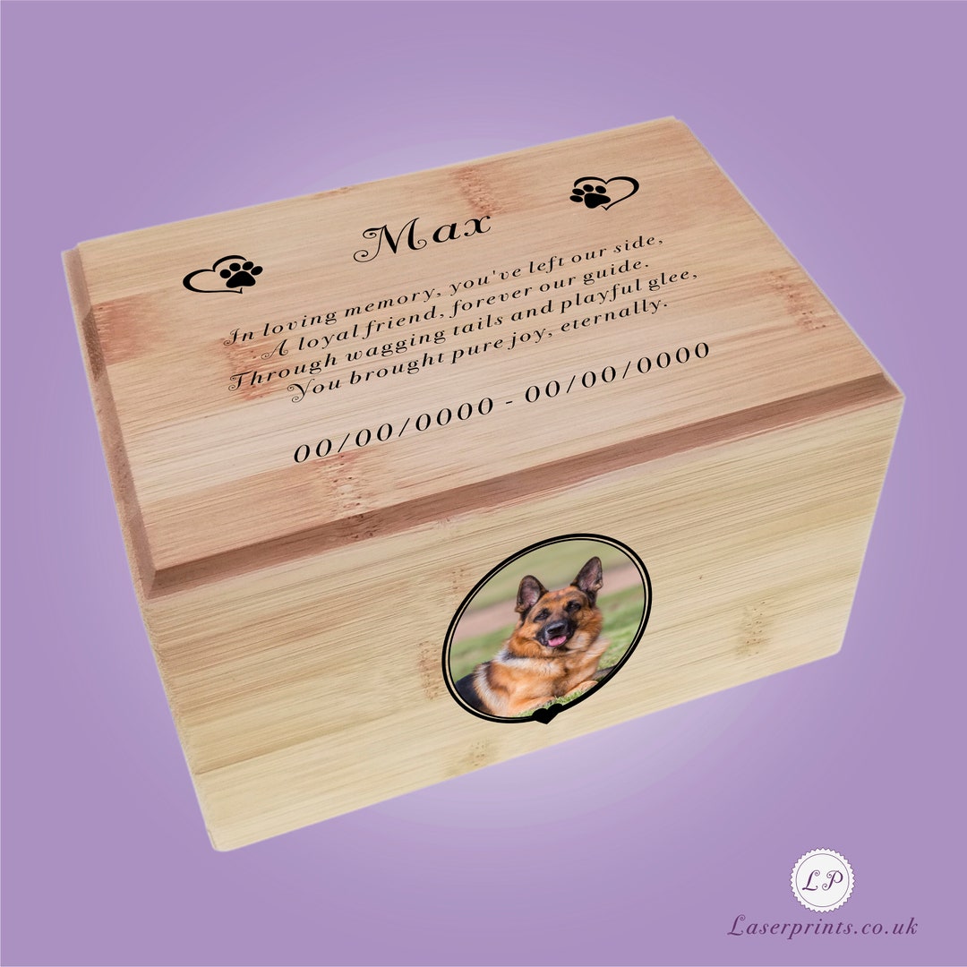Dog Memory Box Wooden Bamboo Photo Urn Ashes Memorial Keepsake - Etsy