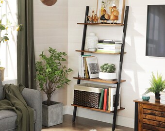 4 Tier Wooden Ladder Shelf - Etsy UK