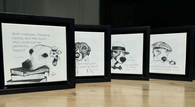 Digital Download of Whippet Drawing Oscar Wilde "books", Drawing ...