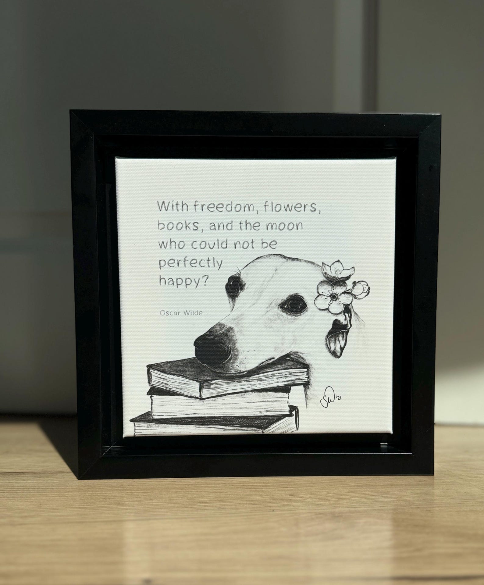 Digital Download of Whippet Drawing Oscar Wilde "books", Drawing ...