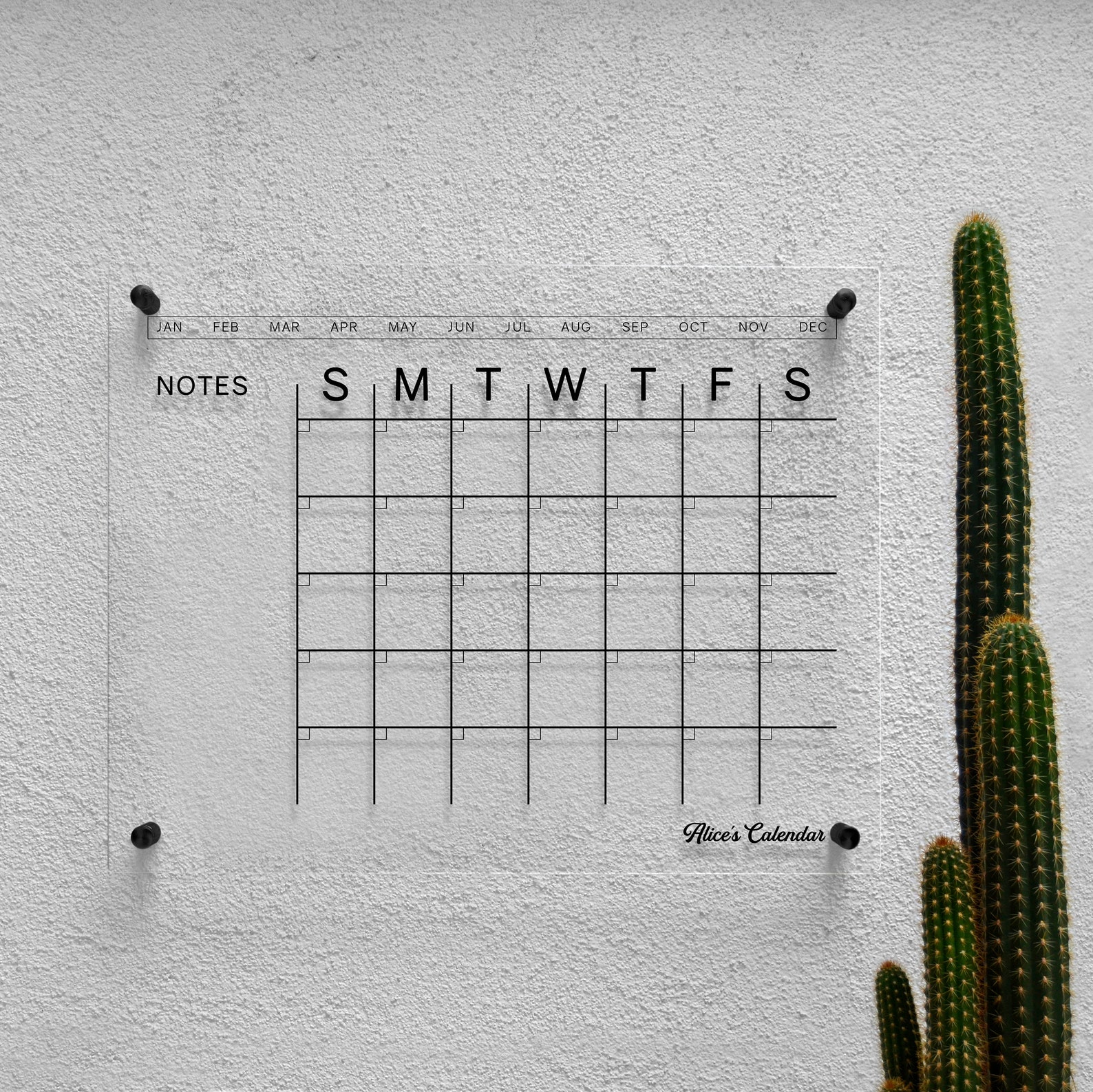 Acrylic Monthly Planner | Gold Print | Personalized Calendar for Wall ...