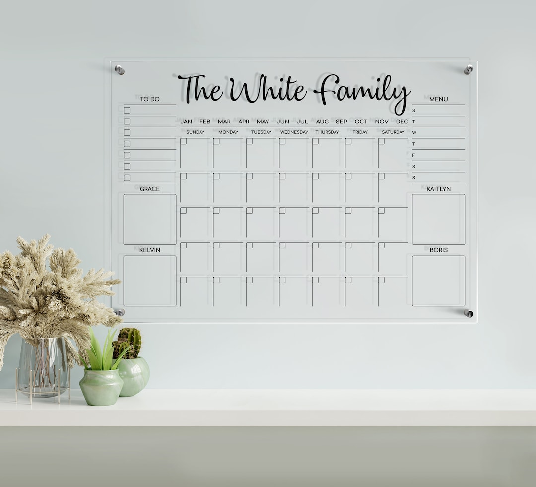 Customizable Family Calendar | Personalized Acrylic Calendar | Family ...
