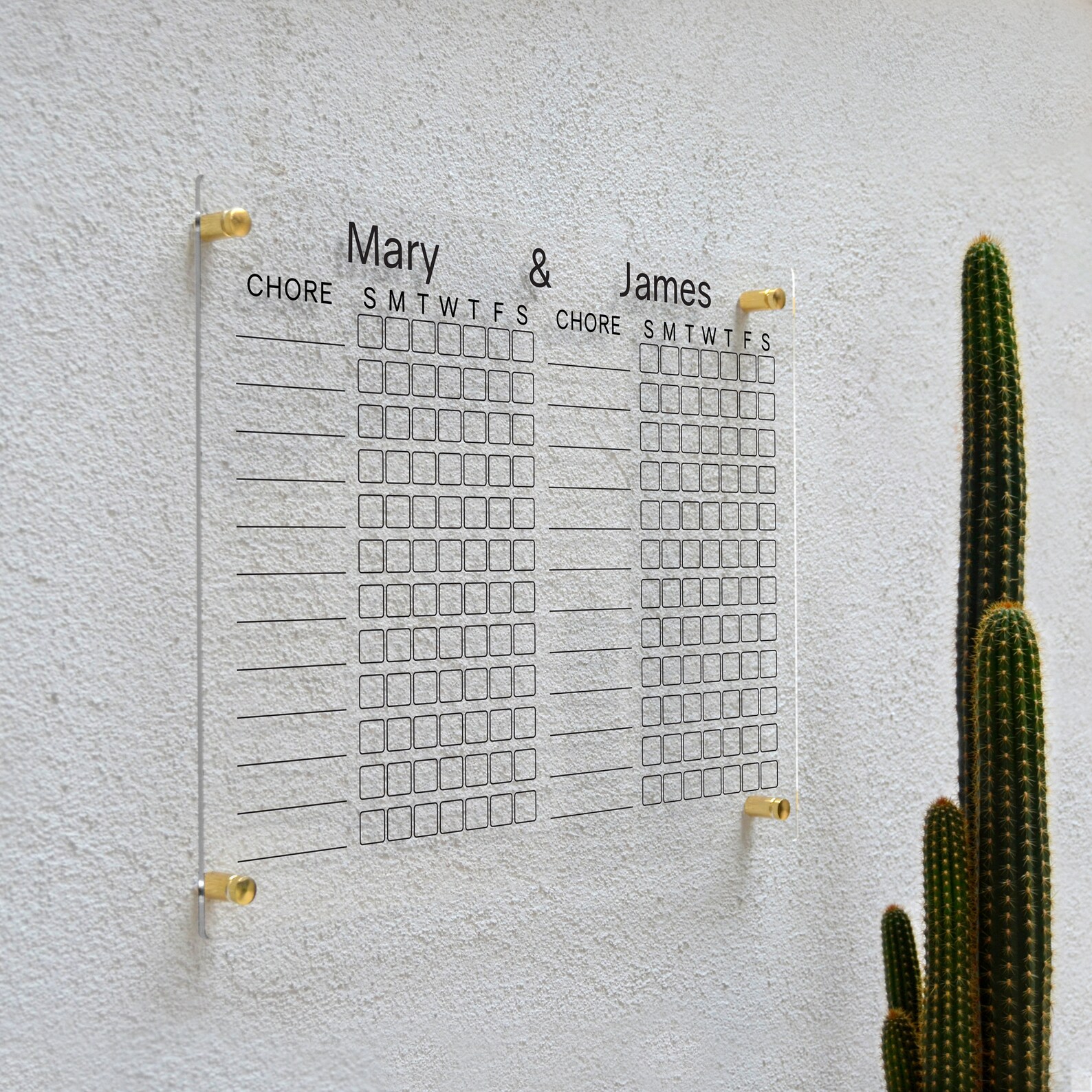 Personalized Acrylic Chore Chart | Chore Chart for 2 People | Dry Erase ...