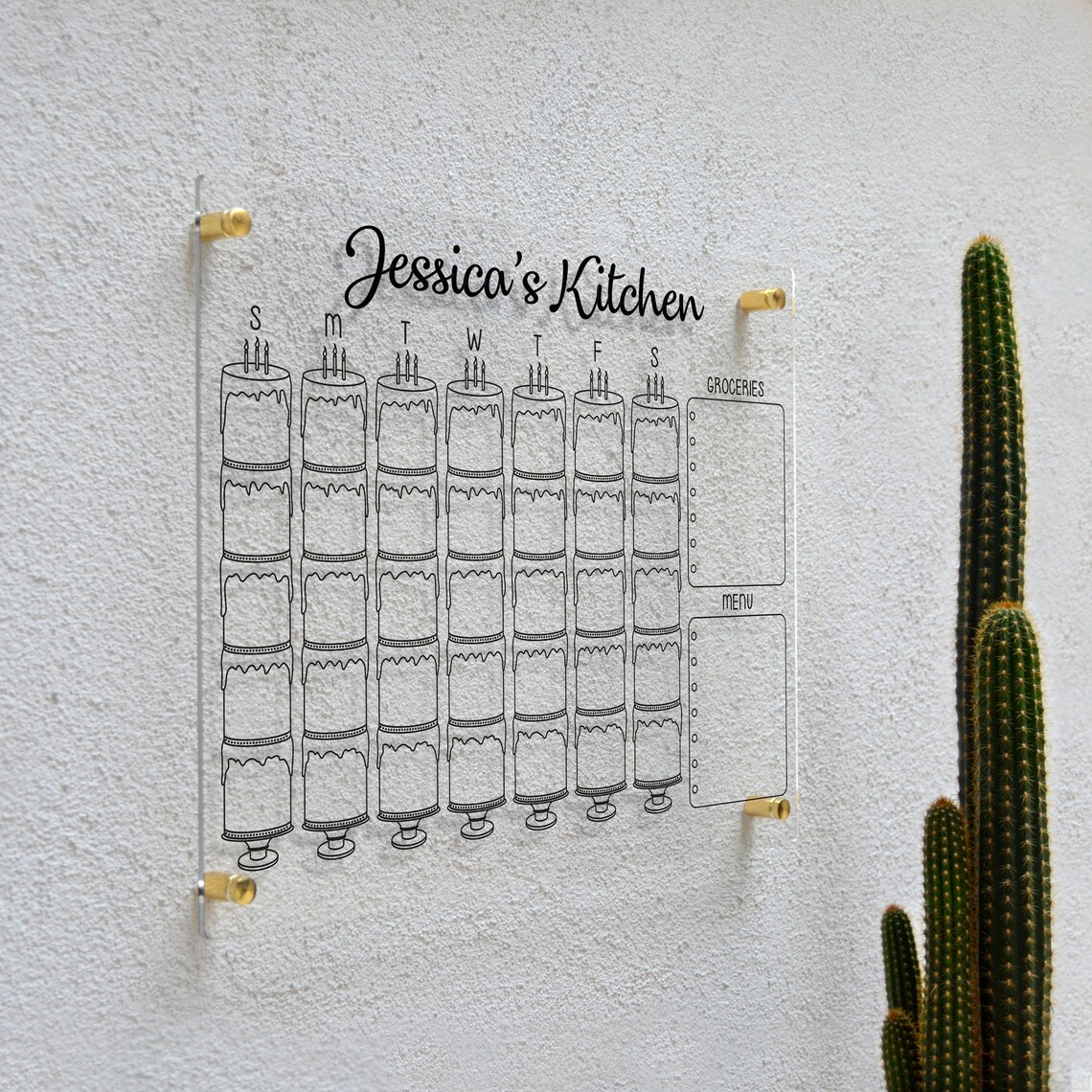 Kitchen Menu Planner Acrylic Kitchen Board Weekly Calendar - Etsy