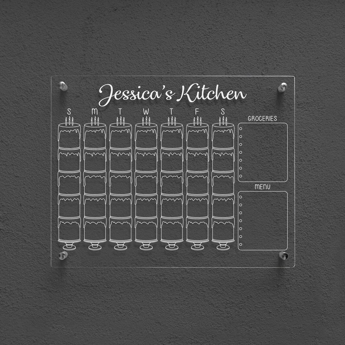 Kitchen Menu Planner Acrylic Kitchen Board Weekly Calendar - Etsy