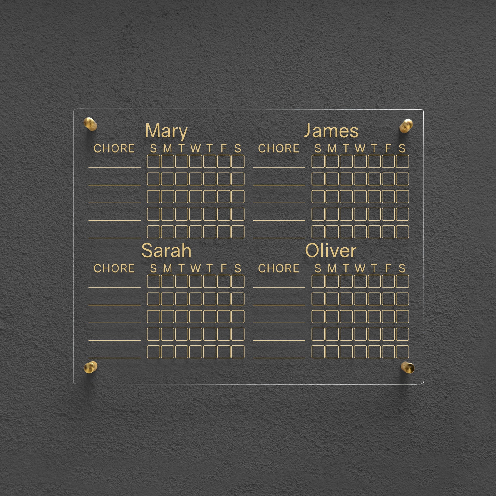 Personalized Acrylic Chore Chart | Chore Chart for 4 People | Dry Erase ...