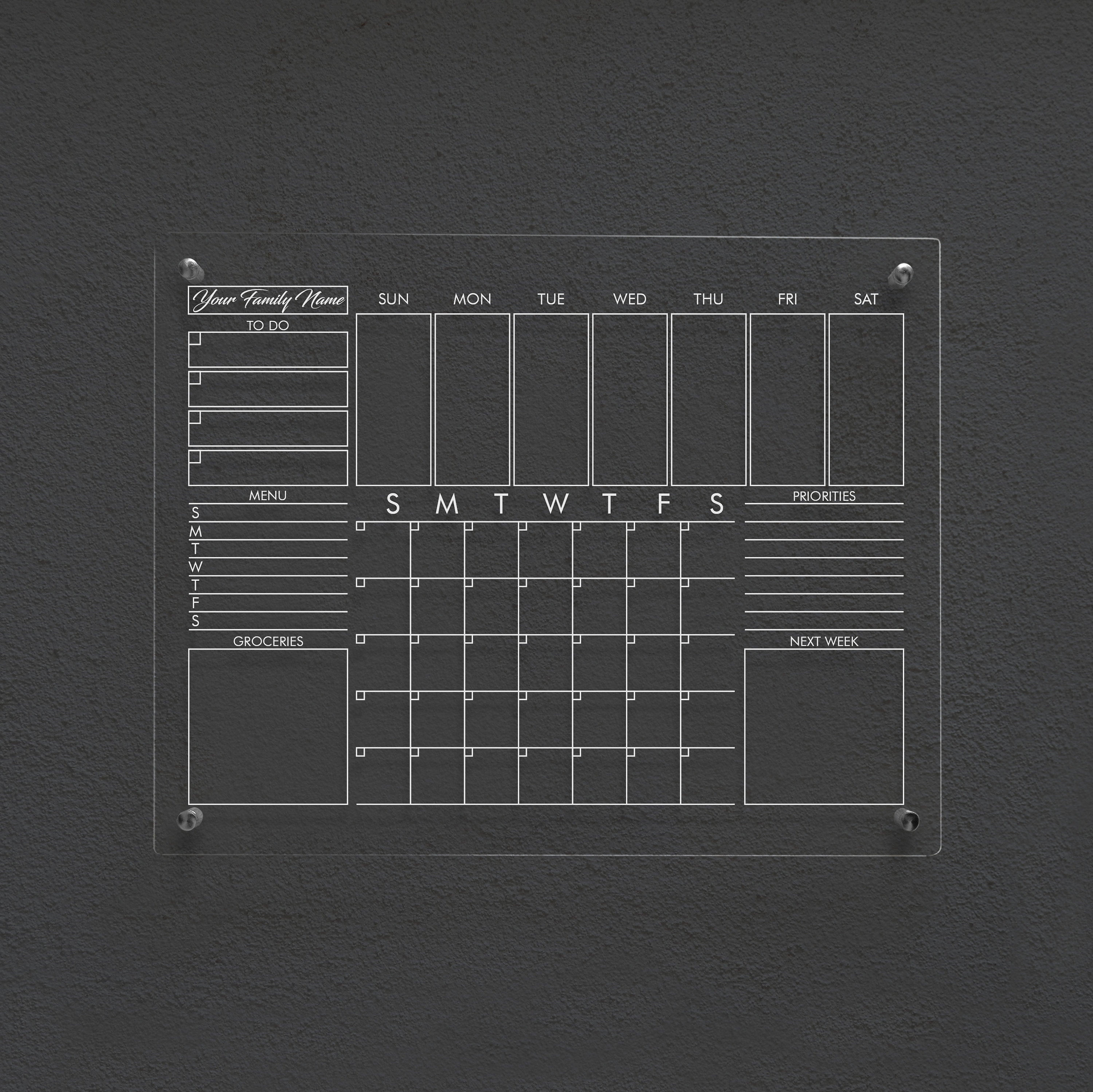 Acrylic Monthly Calendar | Personalized Calendar for Wall | Family ...