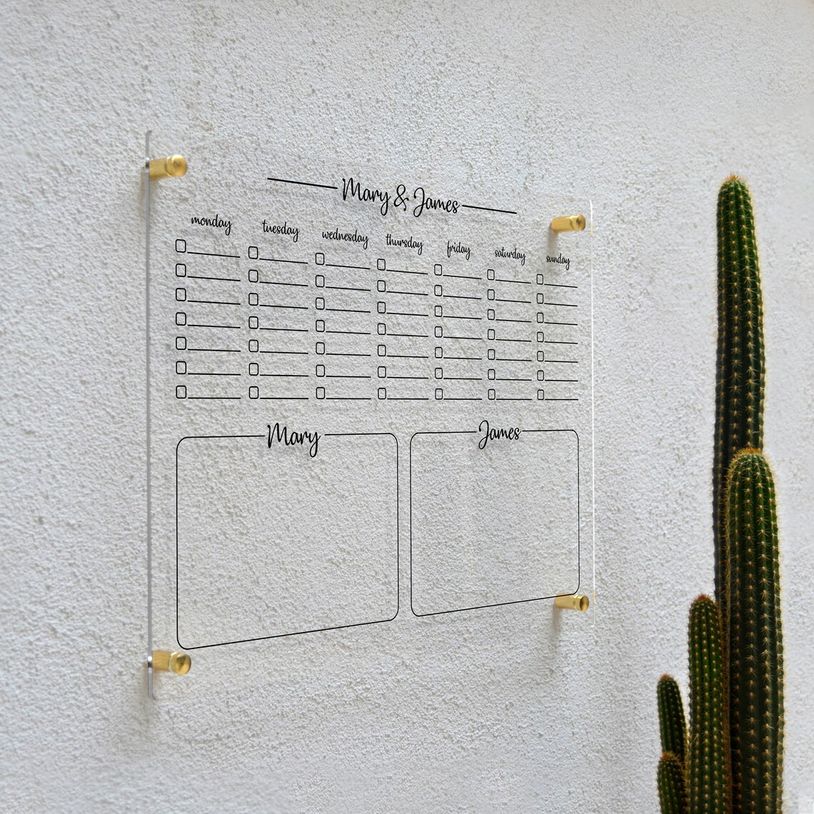 Acrylic Weekly Calendar Couple Calendar Personalized | Etsy