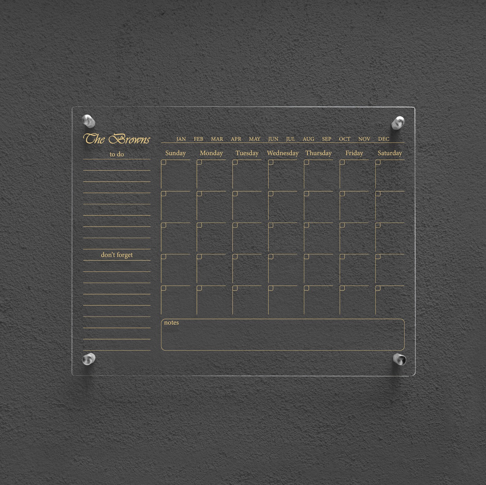 Personalized Acrylic Monthly Calendar | Family Planner 2026 | Dry Erase ...