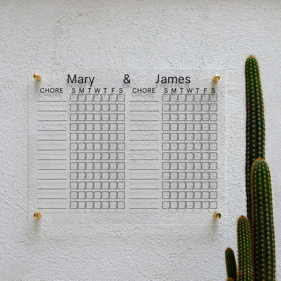 Personalized Acrylic Chore Chart | Chore Chart for 2 People | Dry Erase ...